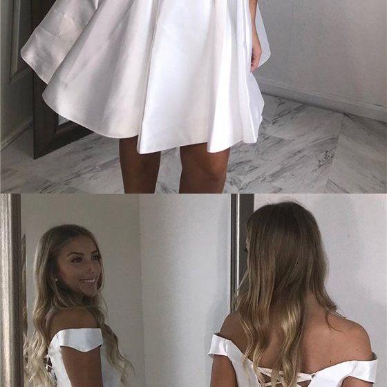 Off Shoulder Satin Homecoming Dresses, Lace Up Homecoming Dresses ...