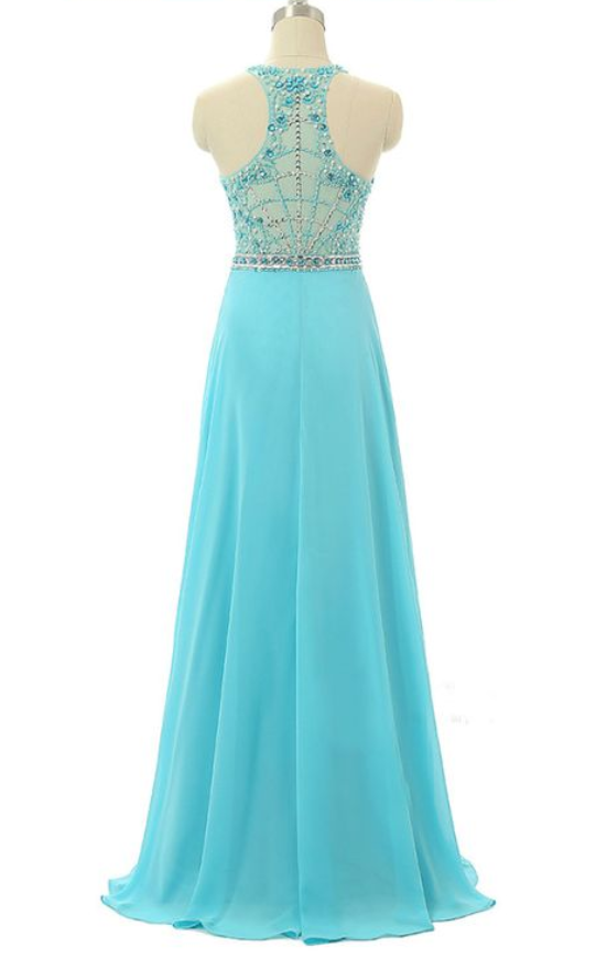 Light Blue Prom Dress,Chiffon Prom Gown,Prom Dresses,Evening Gowns on ...